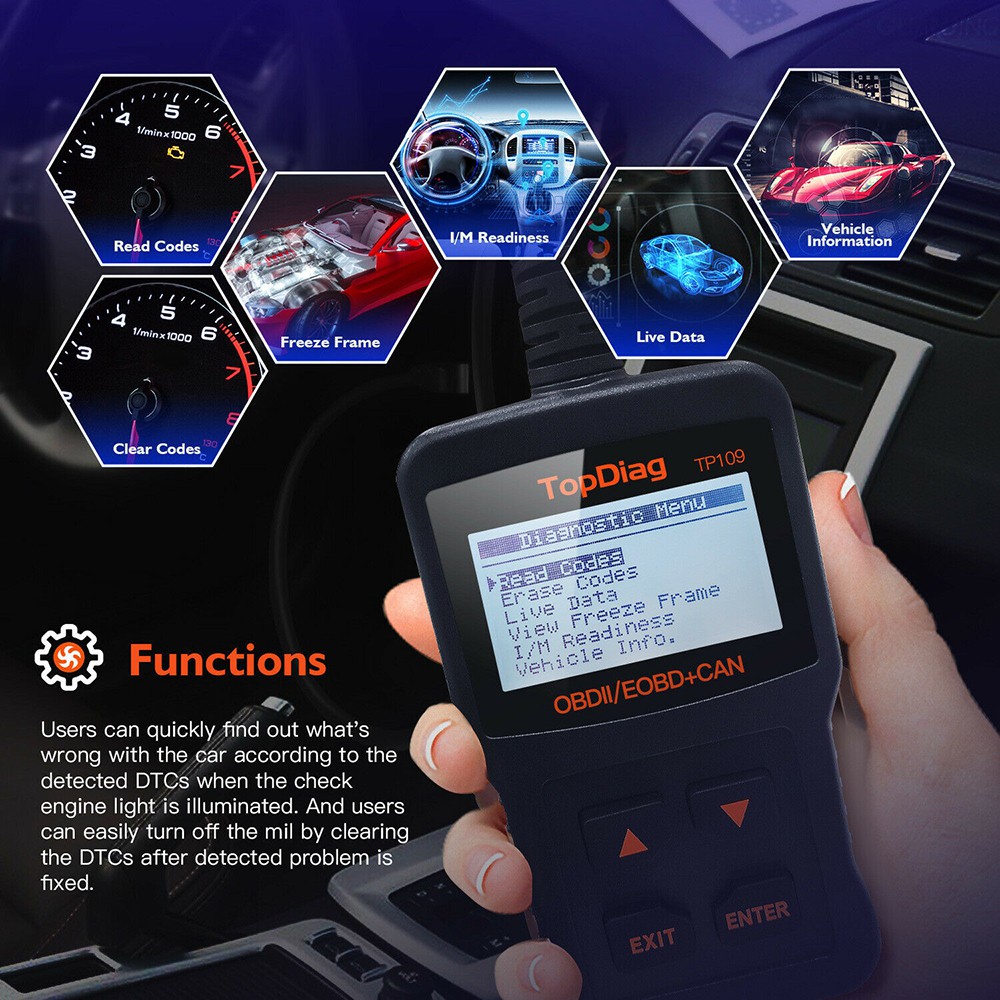 tp 109 obd 2 เครื่องสแกนเนอร์รถยนต์ eobd - superengine8.th - ThaiPick