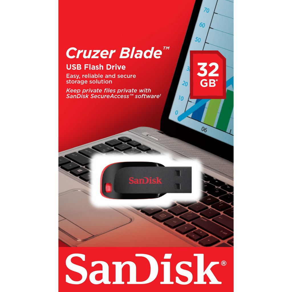 ♕☁SanDisk CRUZER BLADE USB แฟลชไดร์ฟ 32GB, USB2.0 (SDCZ50-032G-B35 ...
