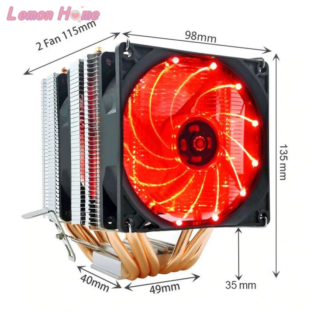 SNOWMAN CPU Cooler 6 Heat Pipes 4 Pin PWM RGB Quiet Computer Aluminum ...