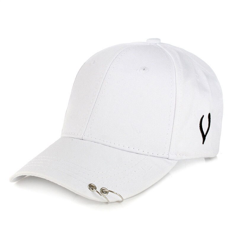 Fashion Hip Hop Iron Ring Baseball Cap With Metal Rings Unisex Solid ...