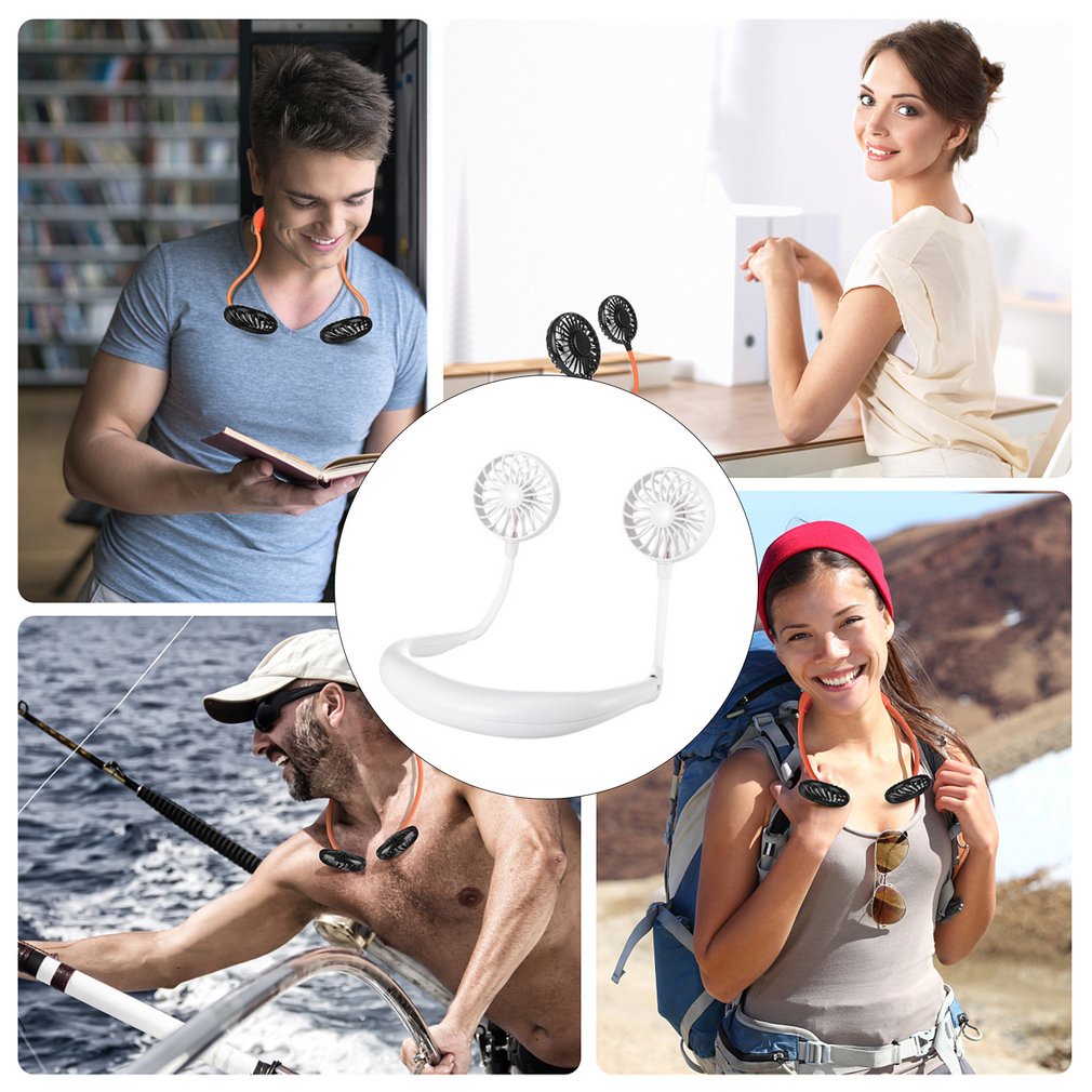 USB Outdoor Sports Mini Hanging Neck Fan Portable Leafless Small Fan ...
