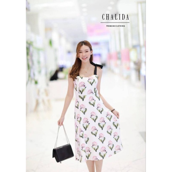 เดรสผ้าพิมพ์ลายผูกไหล่ ป้าย Chalida - supasa_shop - ThaiPick