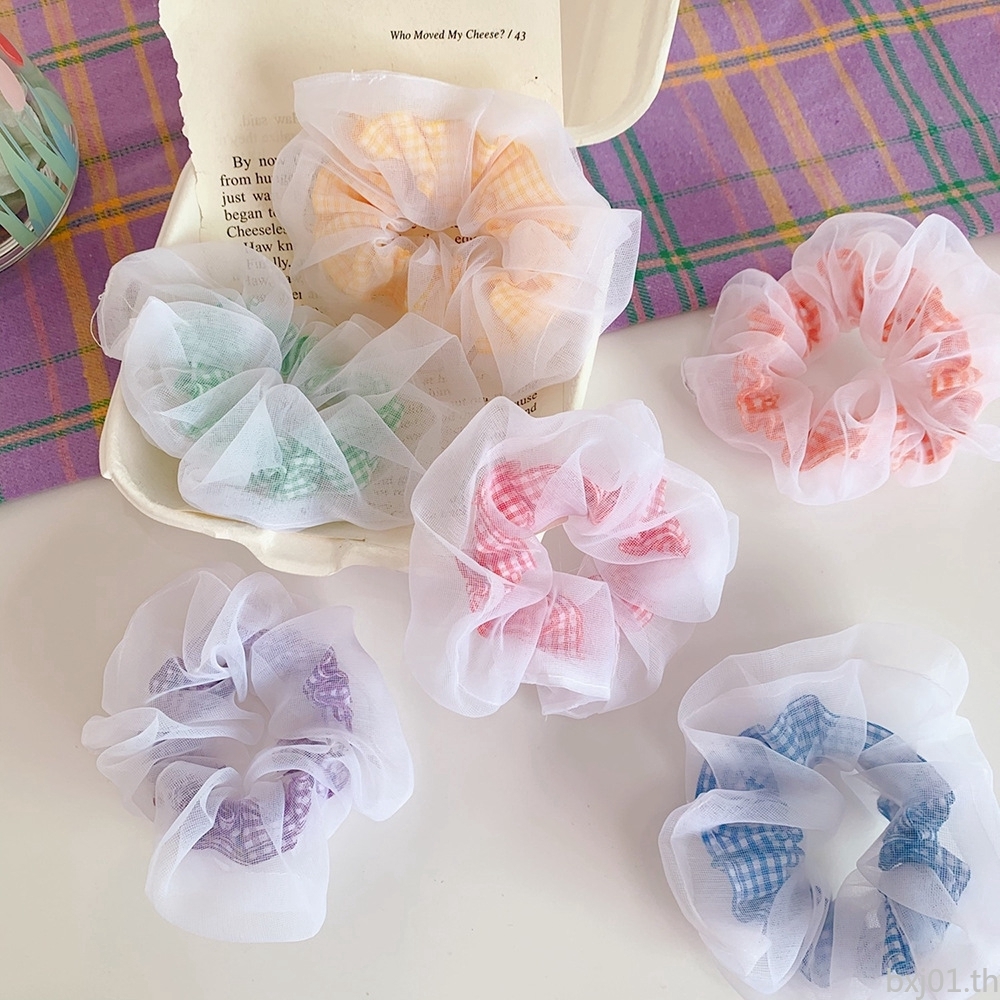 Fluorescent Mesh Gauze Hair Ring ที่คาดผมผ้าชีฟองแฟชั่นสําหรับเด็ก ...