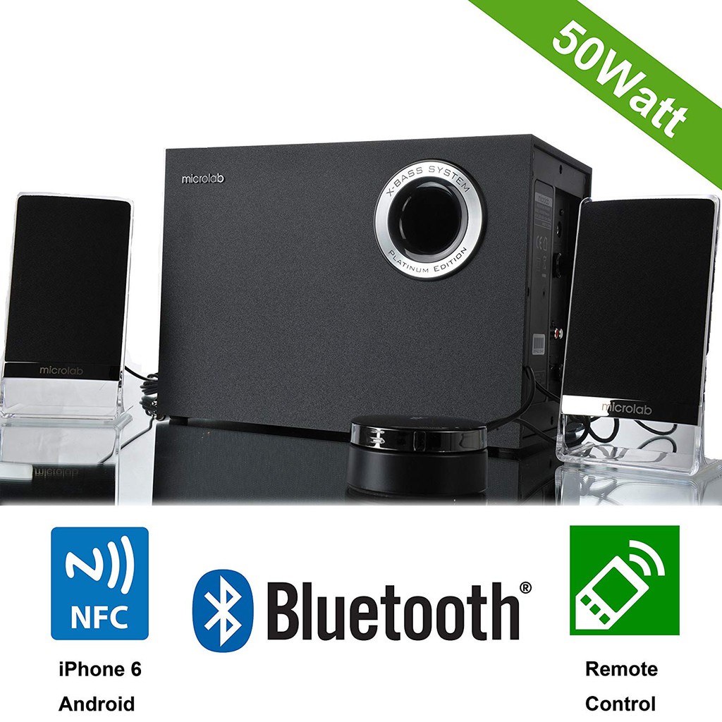 ﺴMicrolab M-200BT Platinum (2.1) 50 WATT RMS with Bluetooth ลำโพง ...