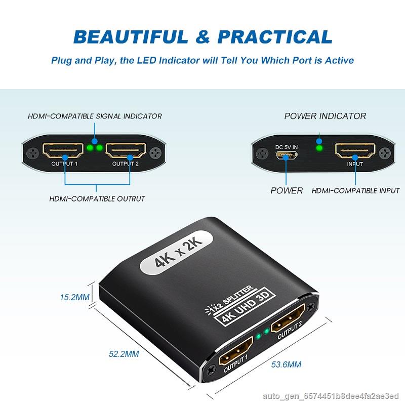 1 In 2 Out Computer Monitor Tv Switch One Drag Two Split Screen Hdmi ...