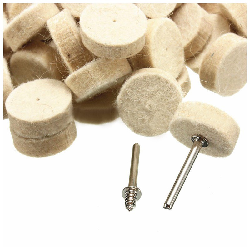 100x 25mm Wool Felt Polishing Buffing Round Wheel Tool - oudhyed.th ...