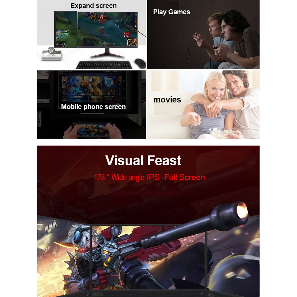 Type C 4K Monitor 15.6 inch Touch Screen Ultra HD Portable Dual Screen ...