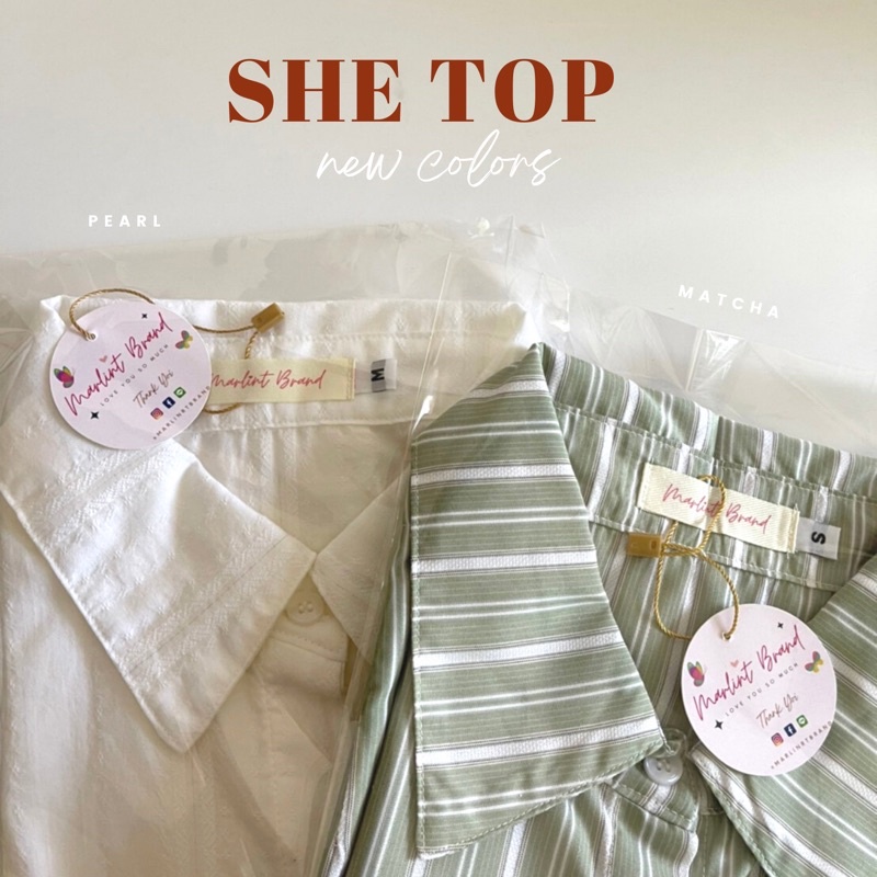 She top เชิ๊ตแขนกุดผ้ามี Textureยับพร้อมลายผ้าในตัว มี2ไซส์งับ ...