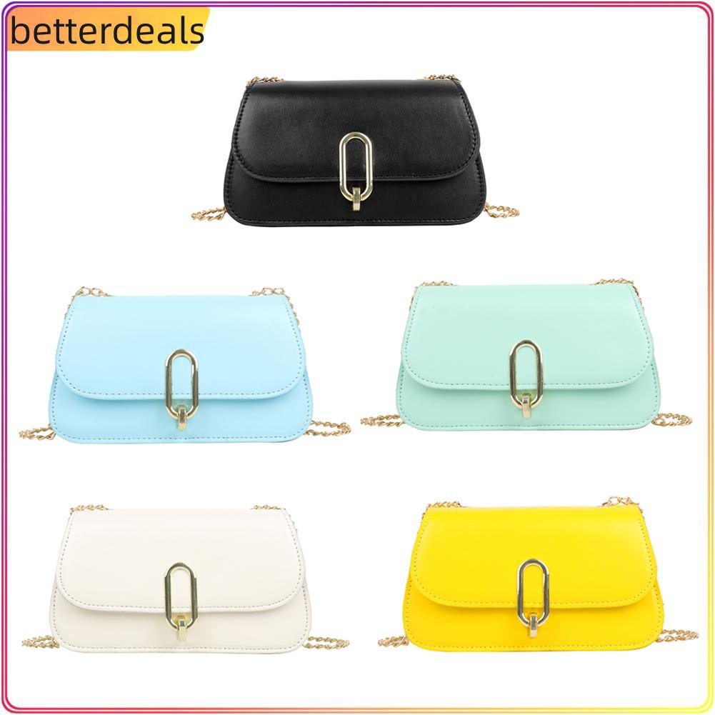 Women Solid Color PU Chain Messenger Bags Casual Ladies Mini Handbags ...