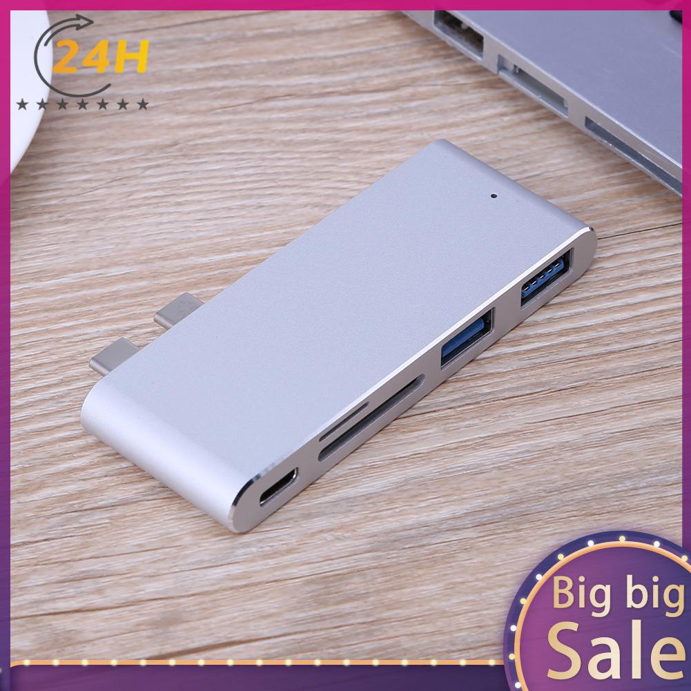 Dual Type-C USB 3.1 HUB Combo SDTF Card Reader Adapter for Macbook Pro ...
