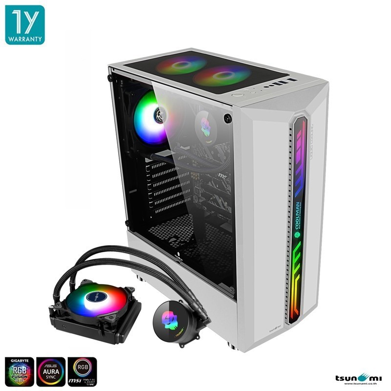 Tsunami Coolman 190-1 WW(Liquid Combo) ARGB ARGB*2/CM-120 Tempered ATX ...