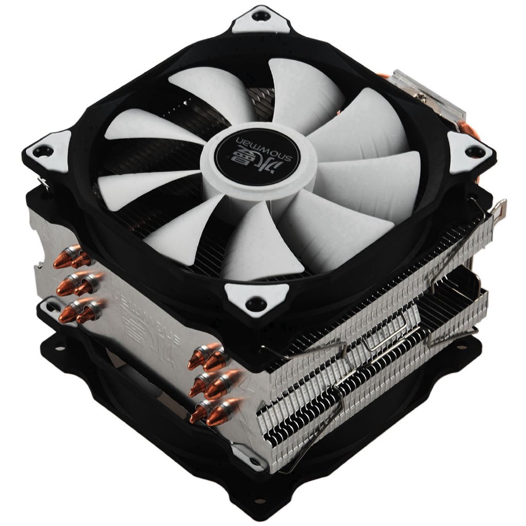 J5mi SNOWMAN M-T6 4PIN CPU Cooler Master 6 Heatpipe Double Fans 12cm ...