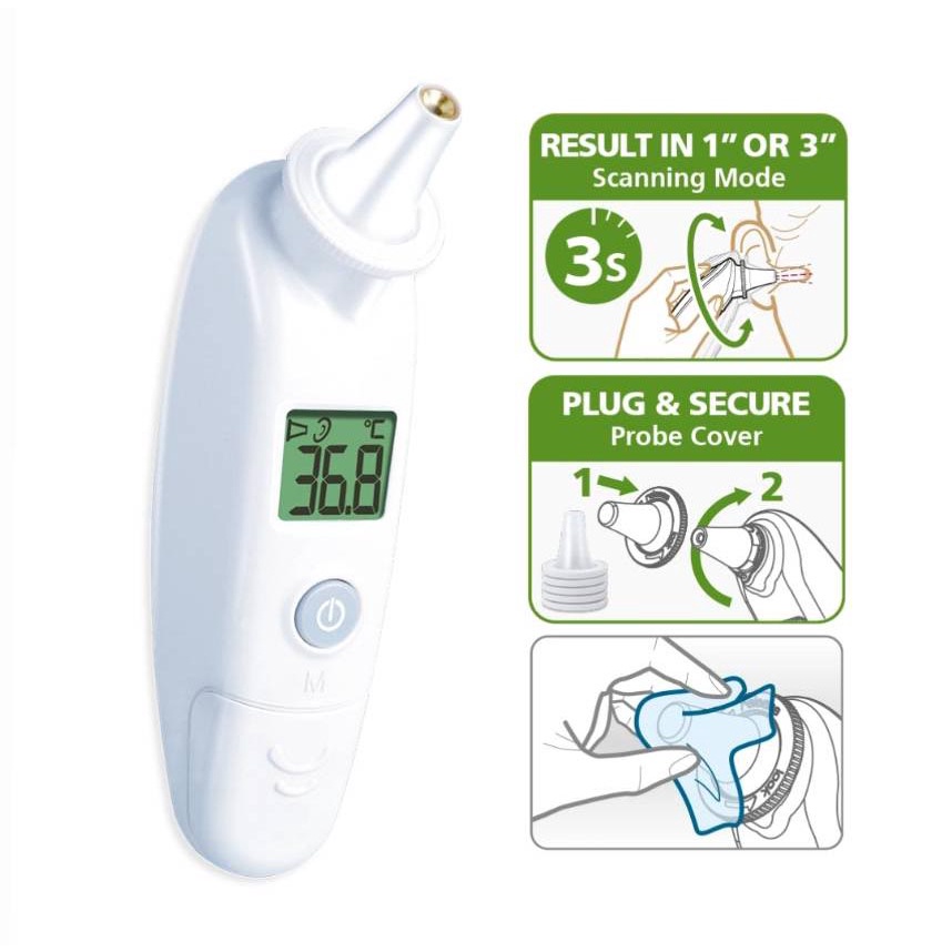 (พร้อมส่ง) เทอร์โมมิเตอร์วัดไข้ทางหู Rossmax Infrared Ear Thermometer ...