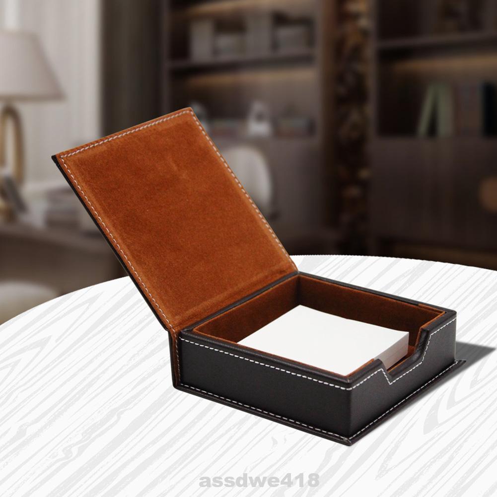Card Storage PU Leather Office School Business Desktop Notes Box ...
