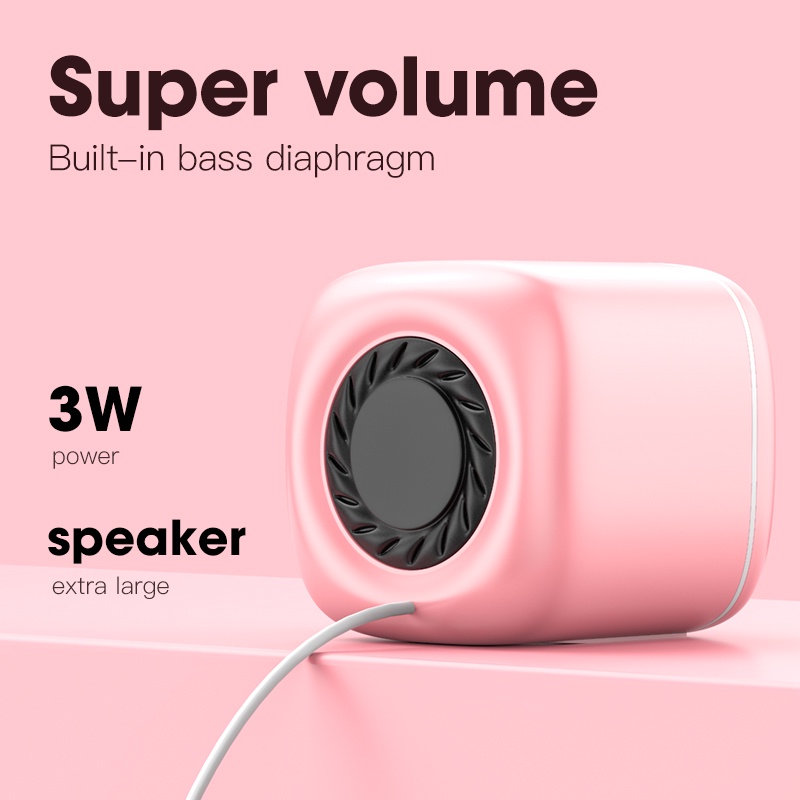 USB Wired Computer Speakers Pink Laptop Speaker Subwoofer Deep Bass ...