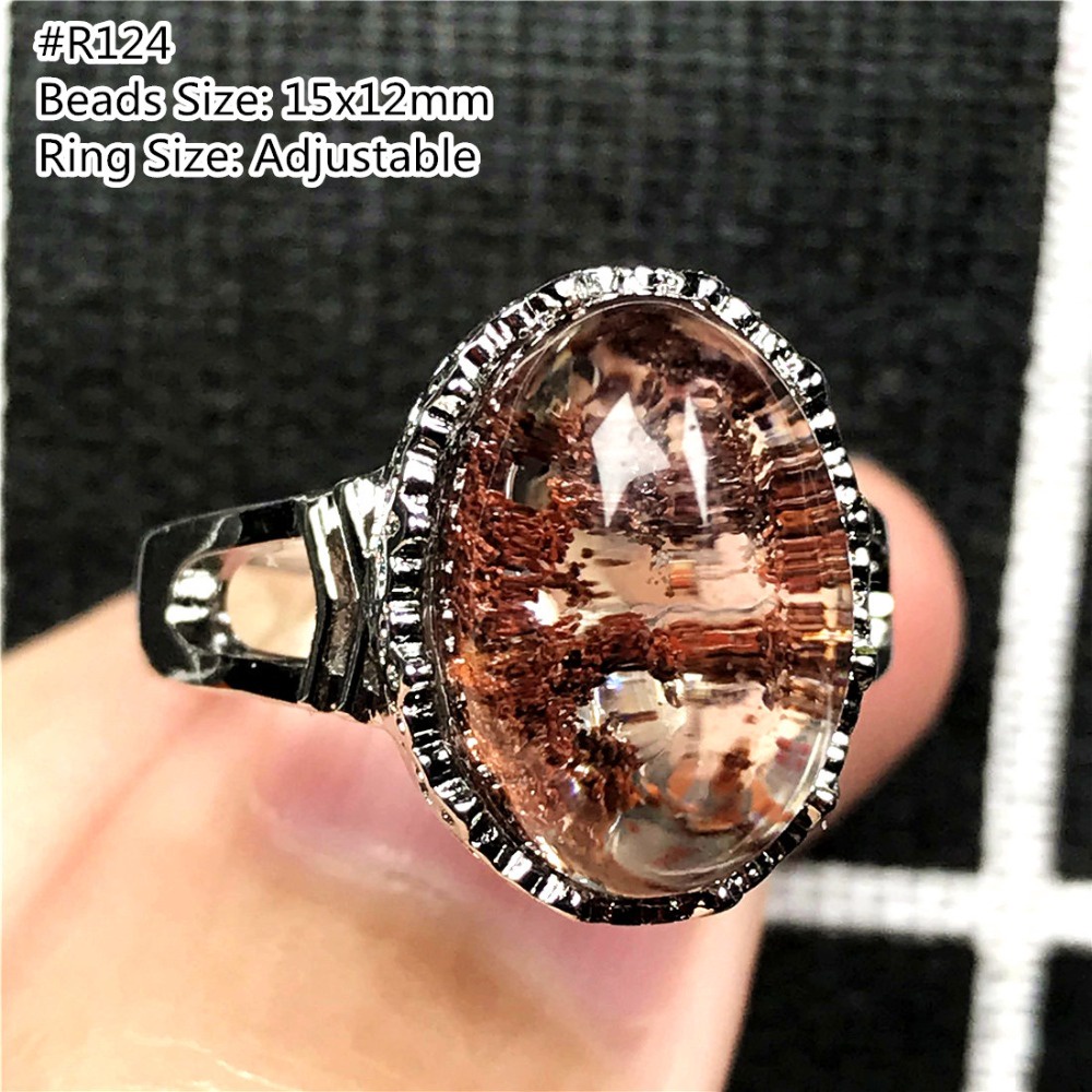 100 Natural Ghost Phantom Quartz Ring Jewelry For Woman Lady Man Gift ...