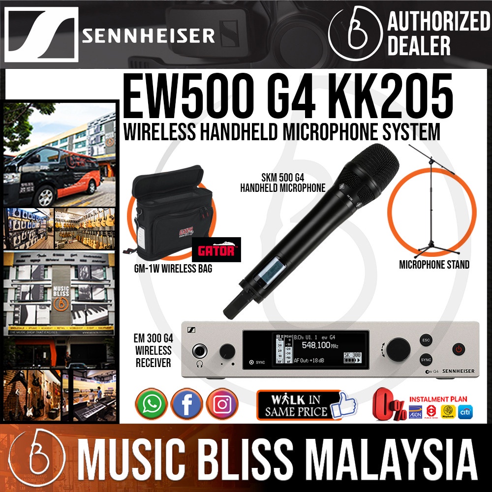 Sennheiser EW 500 G4-KK205 Wireless Handheld Microphone System with Gator GM-1W Bag (EW500 G4 ...