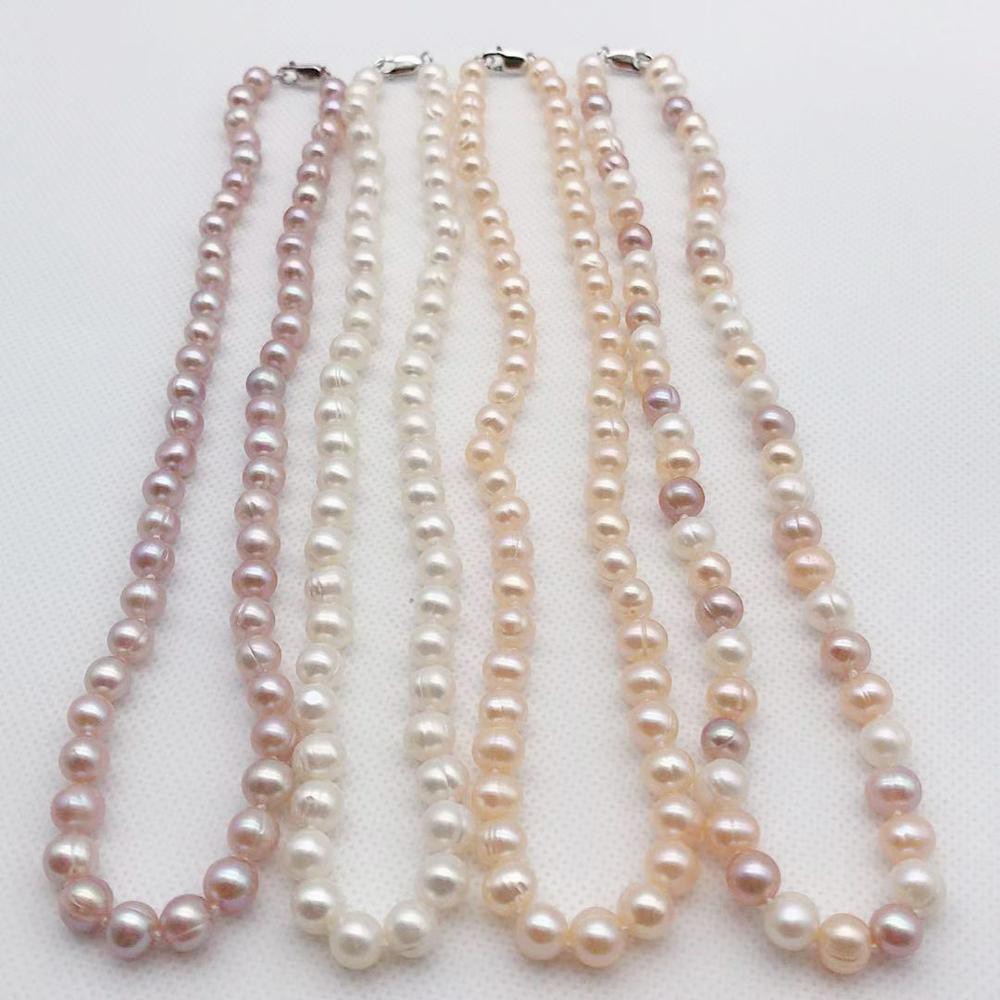 New Natural Freshwater Cultured Pearl Thread Pearl 7-8MM White Pink ...