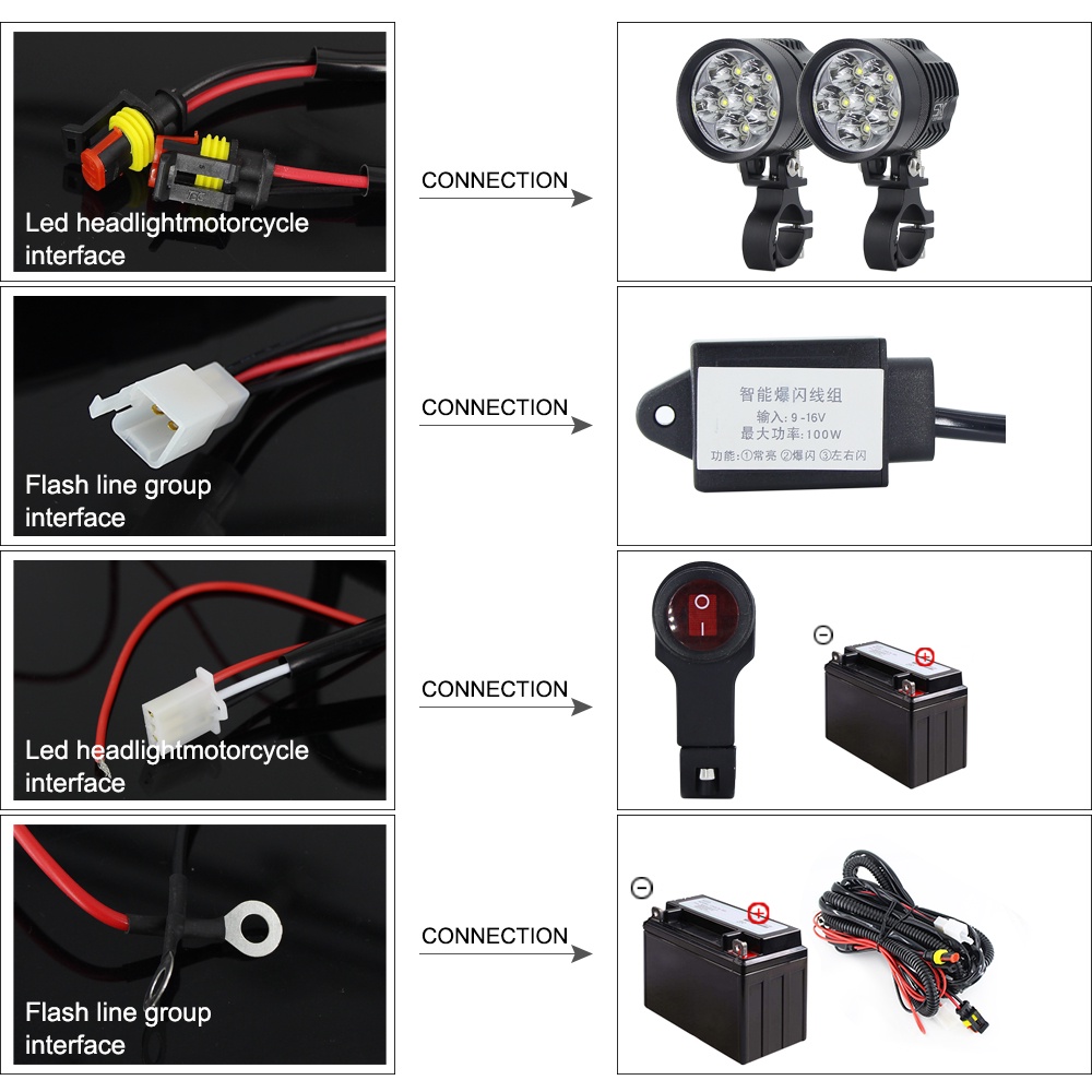 wDouble Colors led strobe motorcycle headlight Fog DRL lamp car ...