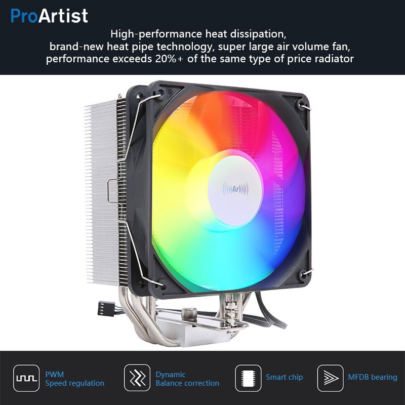 ProArtist Basic3 B3 CPU cooler 153mm Height/NickelPlated Heat Pipe/ARGB ...