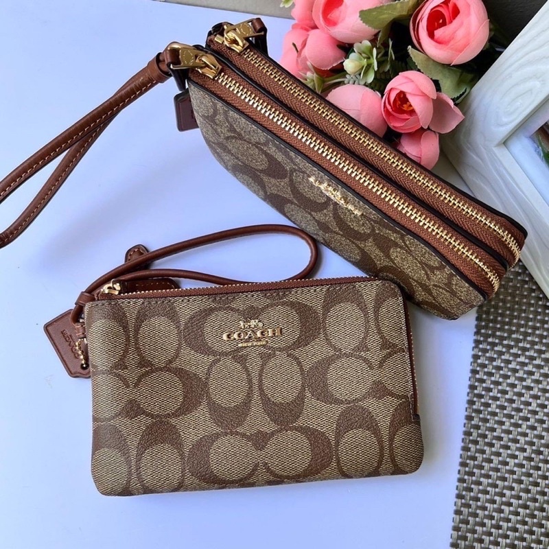 พร้อมส่ง แท้ New Coach 2 ซิป S DOUBLE CORNER ZIP WALLET IN SIGNATURE ...