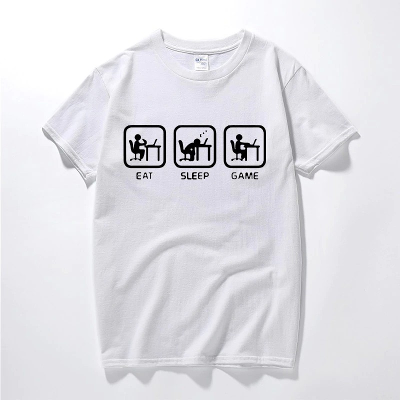 เสื้อยืดแฟชั่น Eat Sleep Game Xbox สีขาวสําหรับผู้ชาย - yuxizhongshen ...