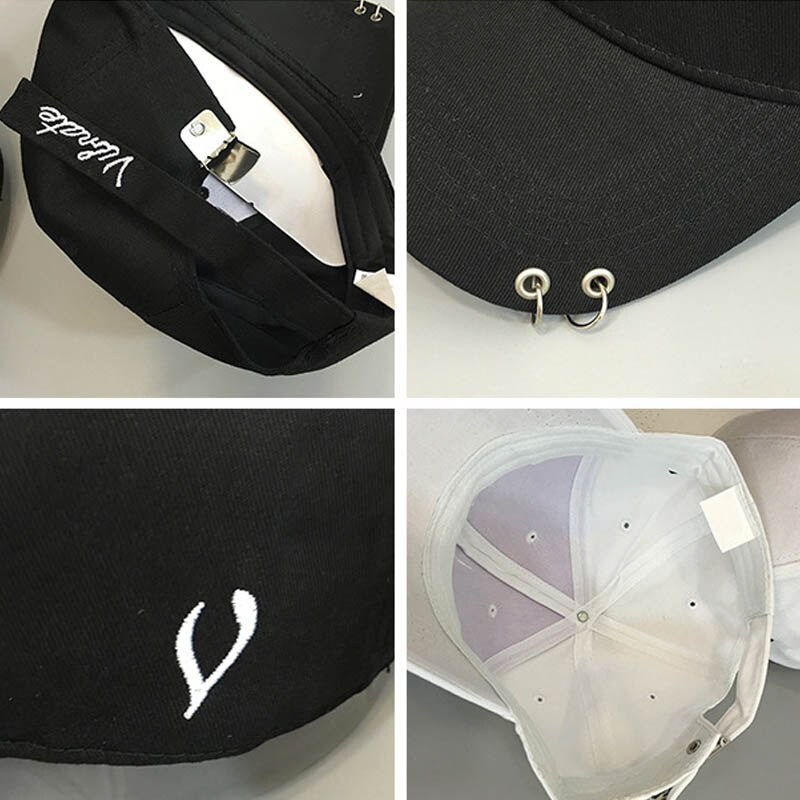 Fashion Hip Hop Iron Ring Baseball Cap With Metal Rings Unisex Solid ...