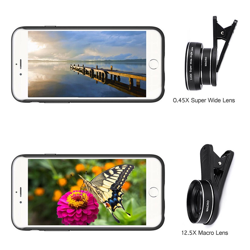 มืออาชีพเลนส์Phone Lens Kit 37MM 49UV 0.45x Super Wide Angle & 12.5x ...