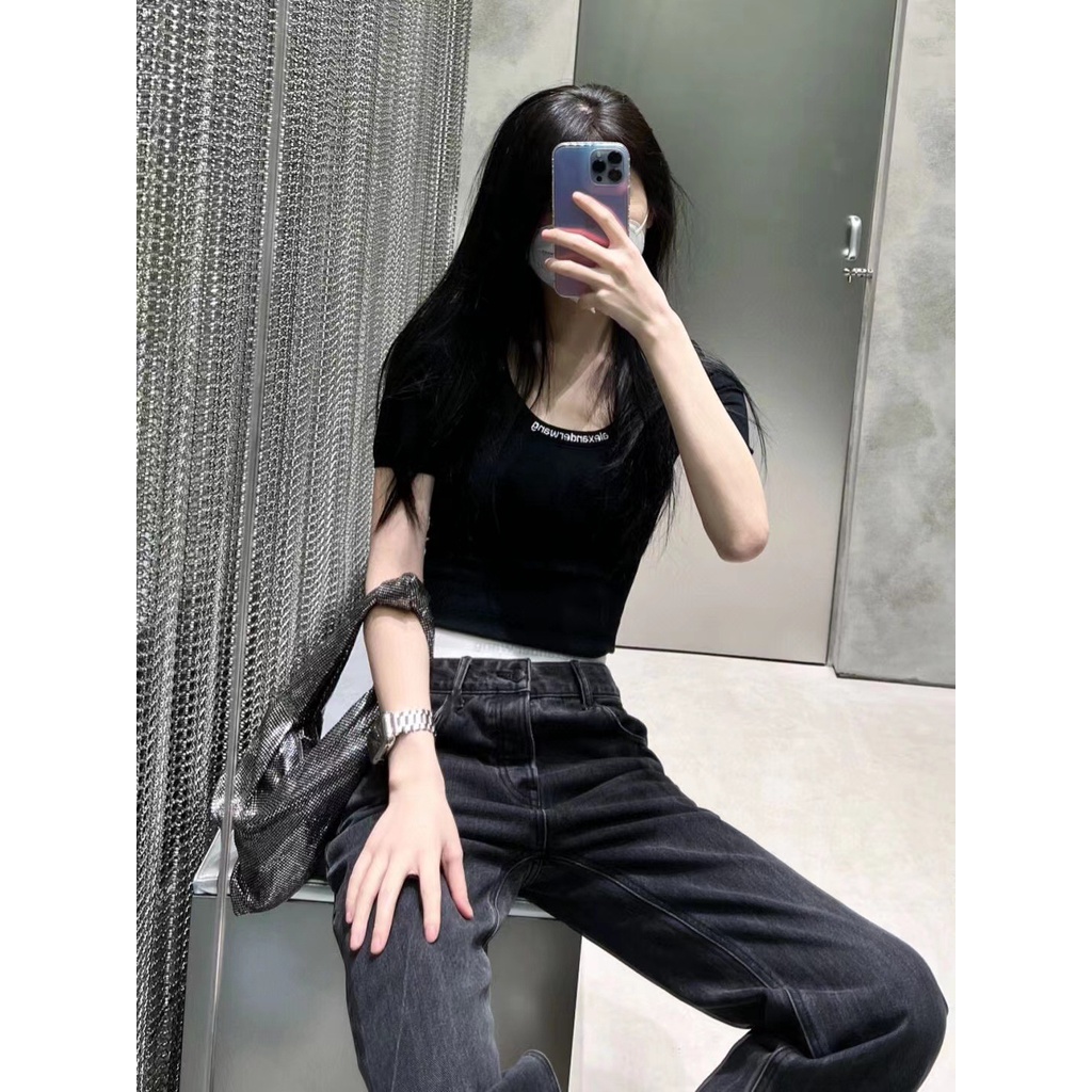 Aw Big Wangs Home 2022 กางเกงยีนขายาว ทรงตรง เอวคู่ พิมพ์ลายตัวอักษร ...