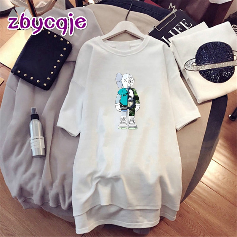 Summer Women Kaws Printed Dress Fashion Loose Cartoon Plus Size Dress ...