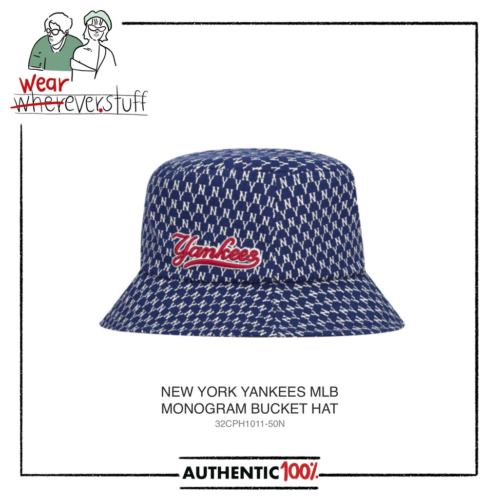 [AUTHENTIC100%] MLB รุ่น MONOGRAM BUCKET HAT NEW YORK YANKEES ...