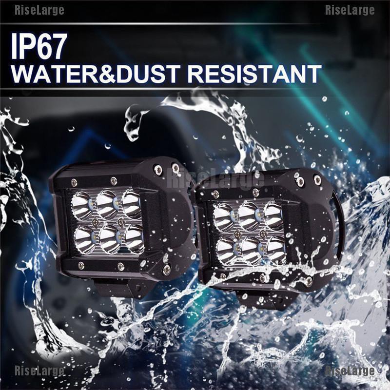 RiseLarge 18W LED Work Light 4WD Offroad Spot Fog ATV SUV UTE Driving ...