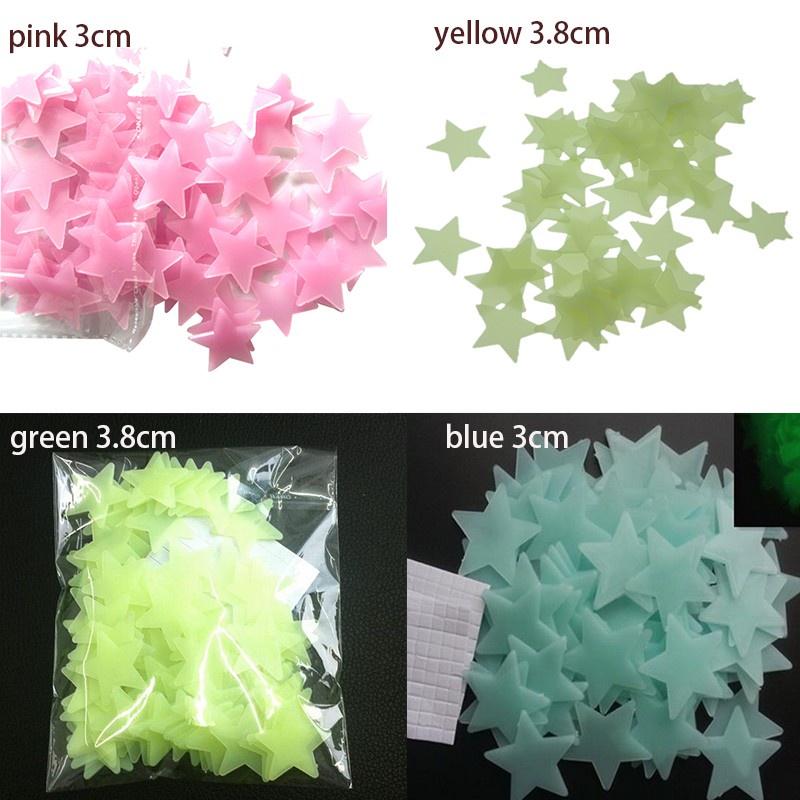 3cm Diameter 3D Stars Luminous Fluorescent Plastic Wall Sticker ...