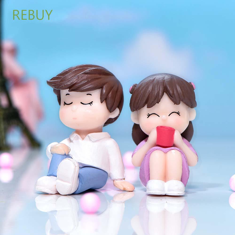 REBUY 1 pair Ornaments Cute Small Statue Miniatures Micro Landscape DIY ...