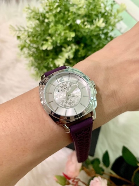 (ผ่อน0) นาฬิกา สายยาง สีม่วง Coach 14503144 BOYFRIEND SMALL RUBBER ...