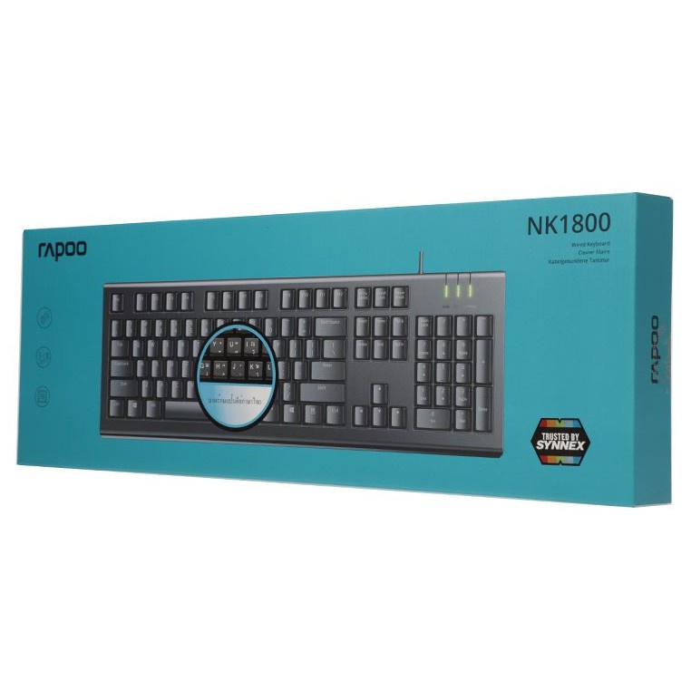 KEYBOARD (คีย์บอร์ด) RAPOO NK1800 (KB-NK1800-BK) SPILL RESISTANCE WIRED USB KEYBOARD (ENTH ...