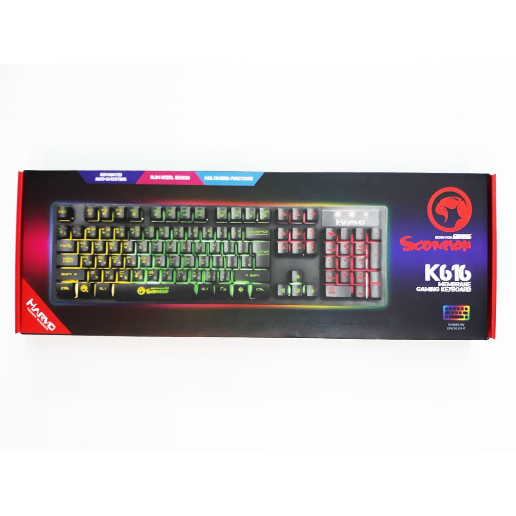 Marvo K616 Scorpion Keyboard Gaming Rainbow Blacklight คีย์บอร์ดเกมมิ่ง ...