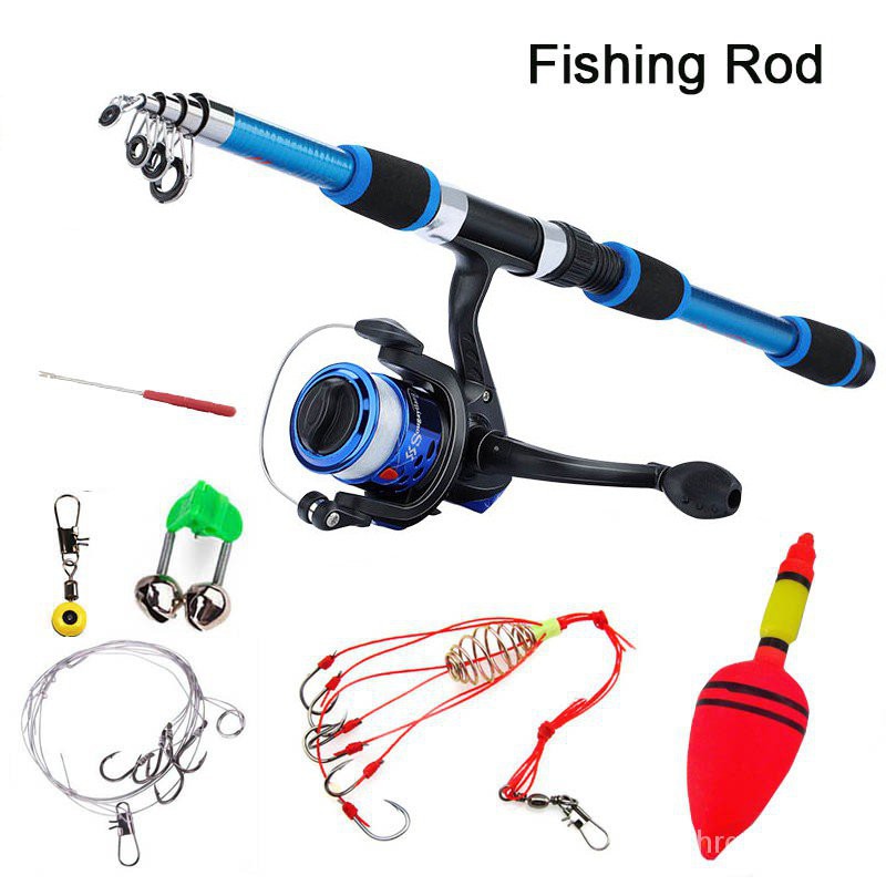 Fishing Rod Combo 0.6-2.1M Telescopic Fishing Rod and Spinning Fishing ...