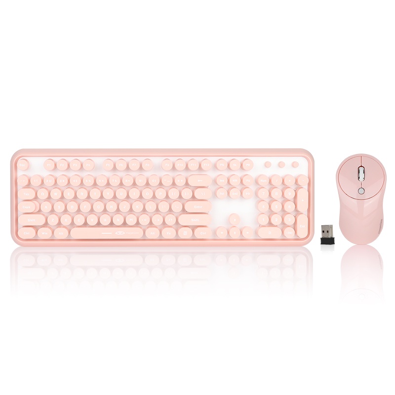 ┇MageGee Wireless Keyboard and Mouse Combo 2.4G Cute Round Mute ...