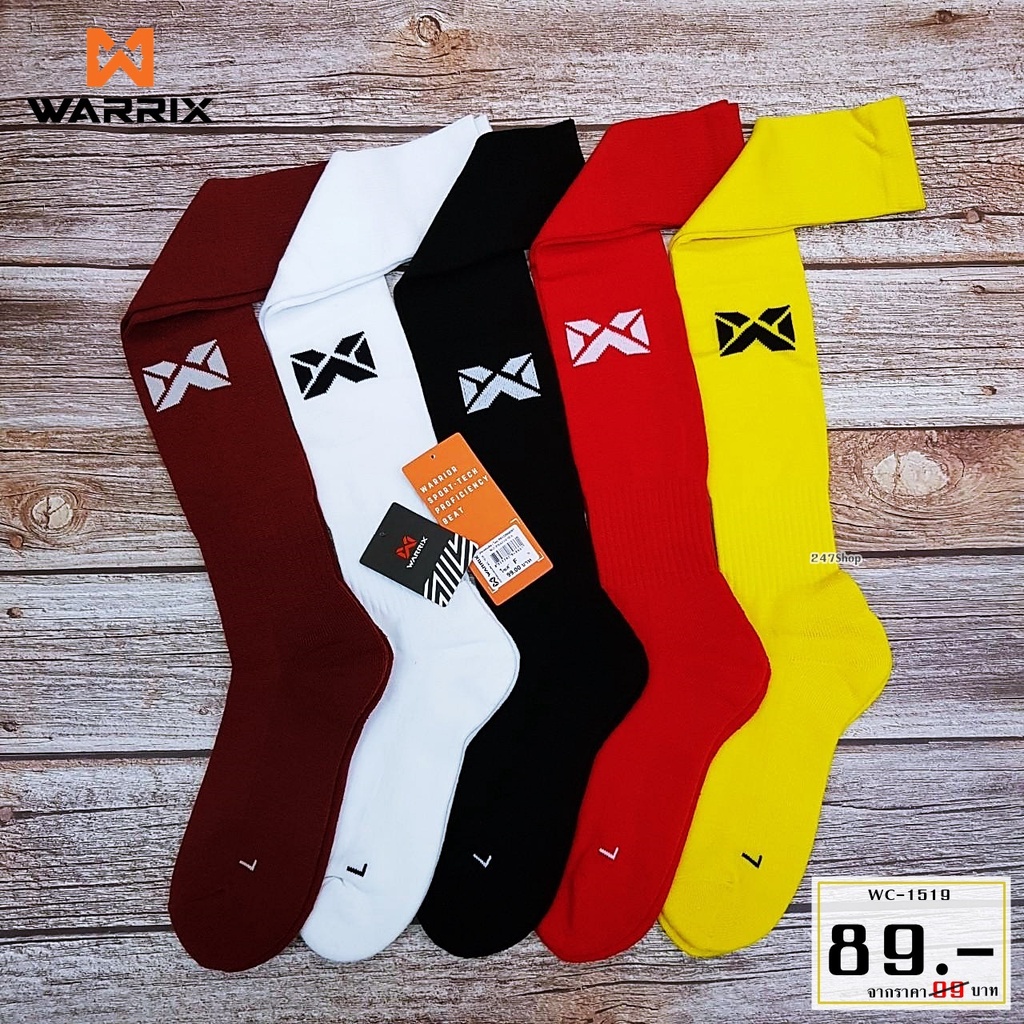 ถุงเท้ากีฬา (ขนาดฟรีไซส์ผู้ใหญ่ ) ถุงเท้ายาวไม่มีกันลื่น WARRIX รหัส WC-1519 - 247shop - ThaiPick