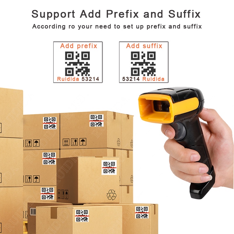 รหัสสองมิติสแกนเนอร์Barcode Reader Handheld Wired 2.4G Wirelress 1D2D ...