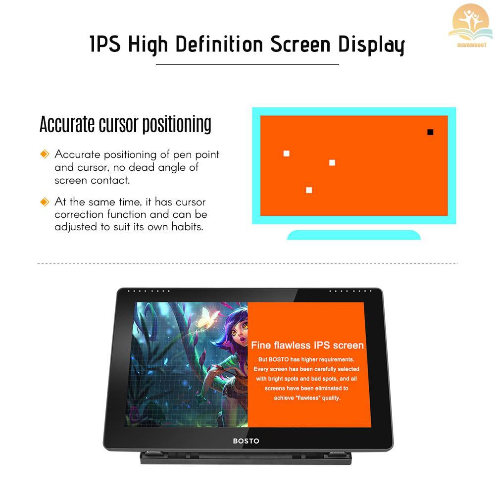 M^M COD BOSTO 16HDT Portable 15.6 Inch H-IPS LCD Graphics Drawing Tablet Display Support ...