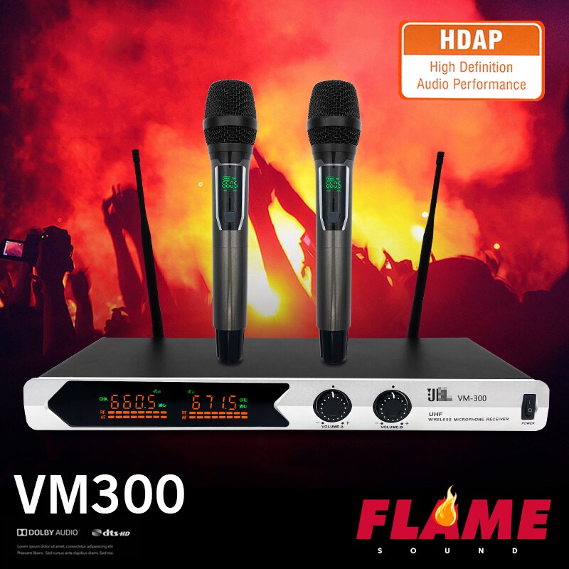 JBLไมโครโฟน ไมโครโฟนไร้สายคู่ VM-300 ไมโครโฟนไร้สาย ช่วงรับ UHF 50 ม. ...