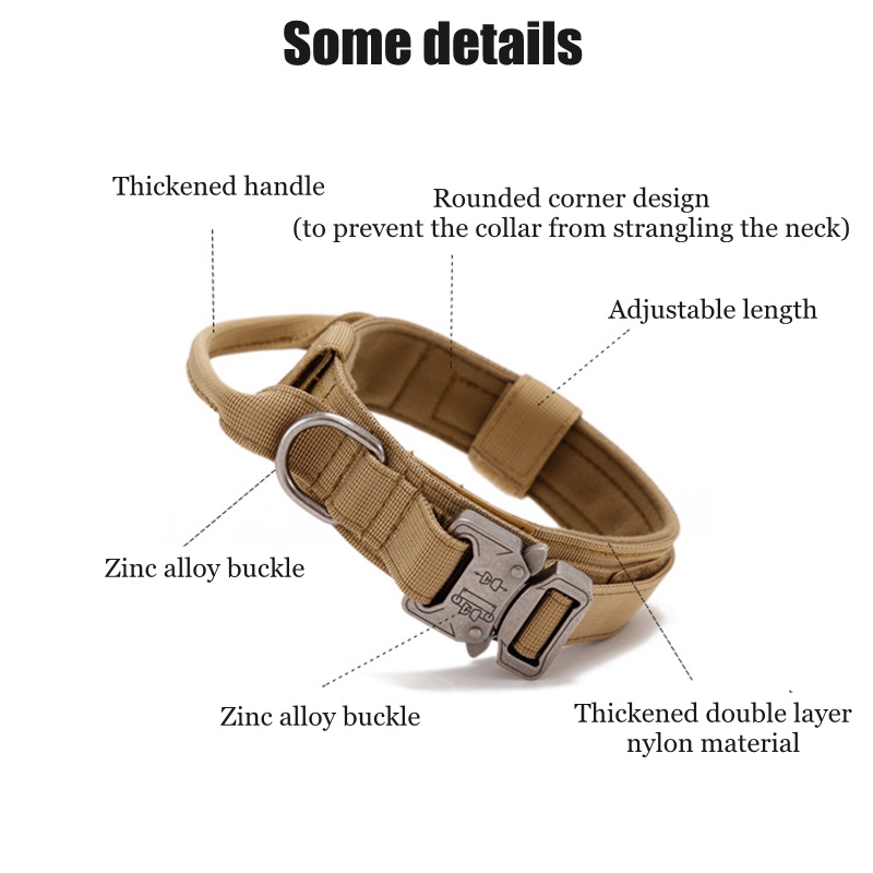 Dog Collar Adjustable Military Tactical Pets Dog Collars Leash Control ...