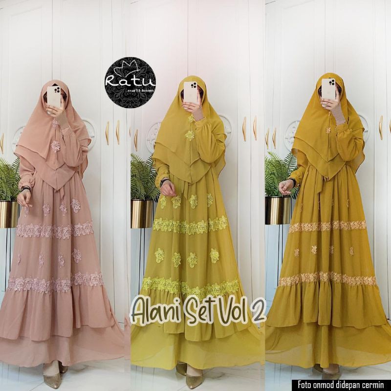 Alani SET VOL 2 ชุดเสื้อคลุม SYARI KHIMAR สําหรับเด็กผู้หญิง ...