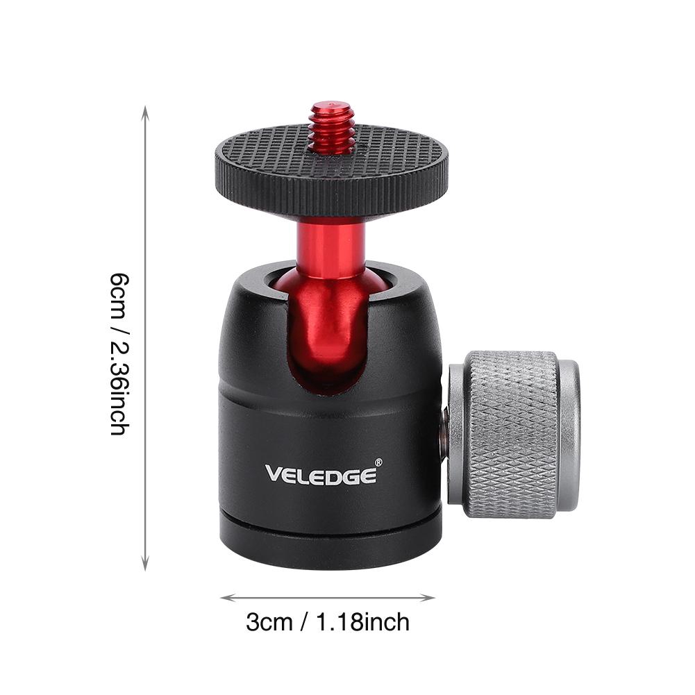 VELEDGE Aluminum Alloy 360° Swivel Mini Ball Head 1/4" Screw Mount ...