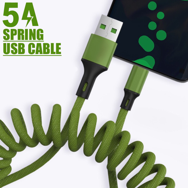 5A Fast Charging Cable / 1.5M Nylon Braided Spring Cables / Type C USB ...