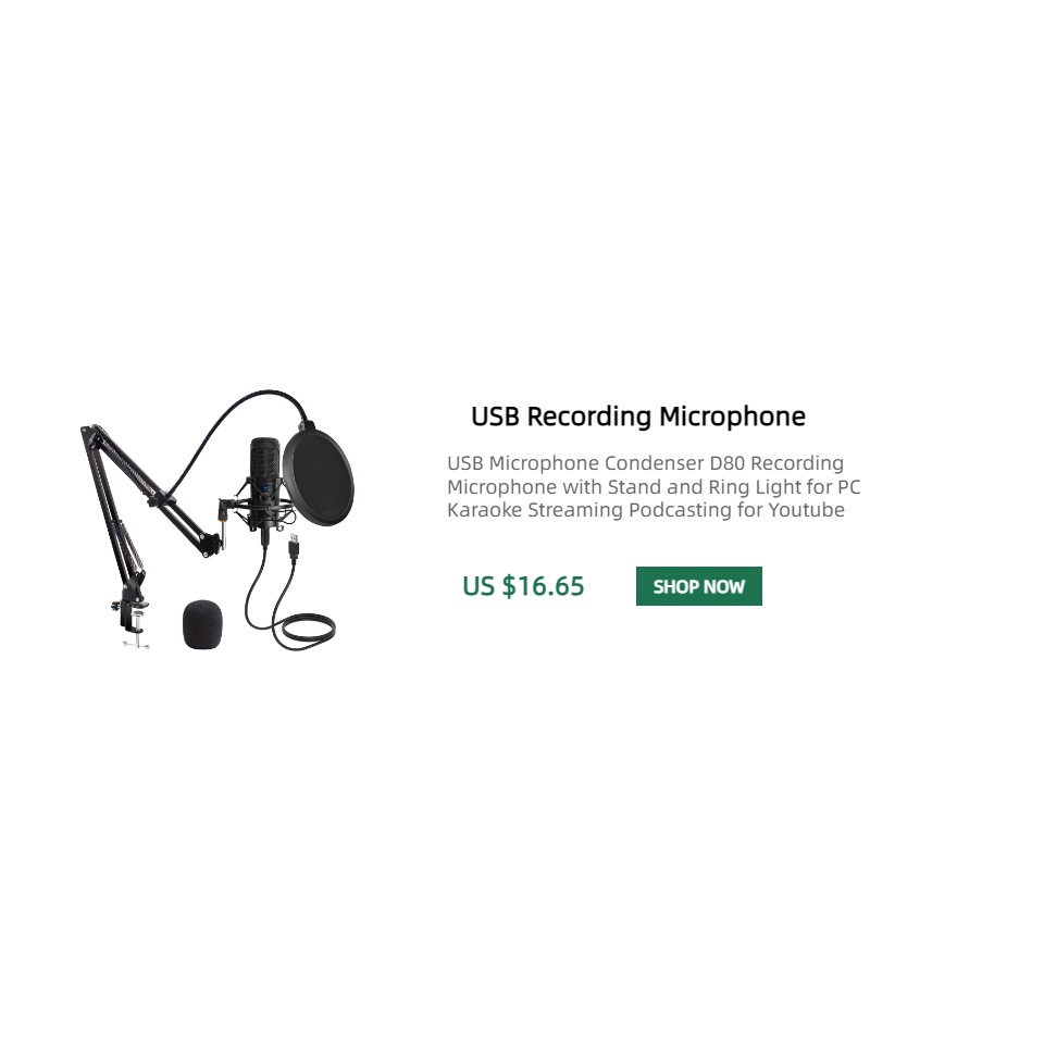 BUSB Mute Key MIC USB Gaming Podcast Microphone with Noise Reduction ...
