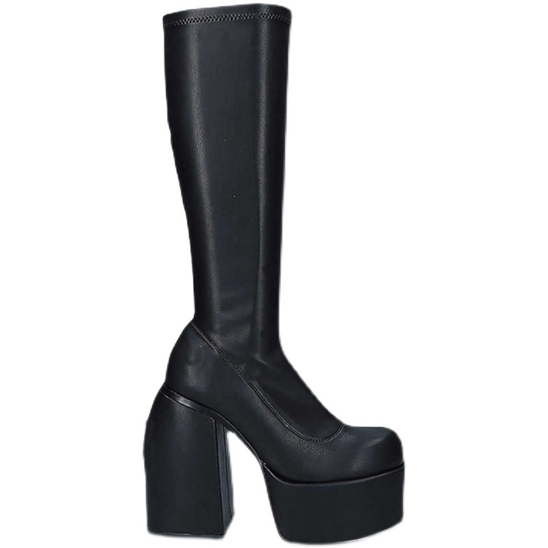 Punk Style Autumn Winter Boots Elastic Microfiber Shoes Woman Ankle ...
