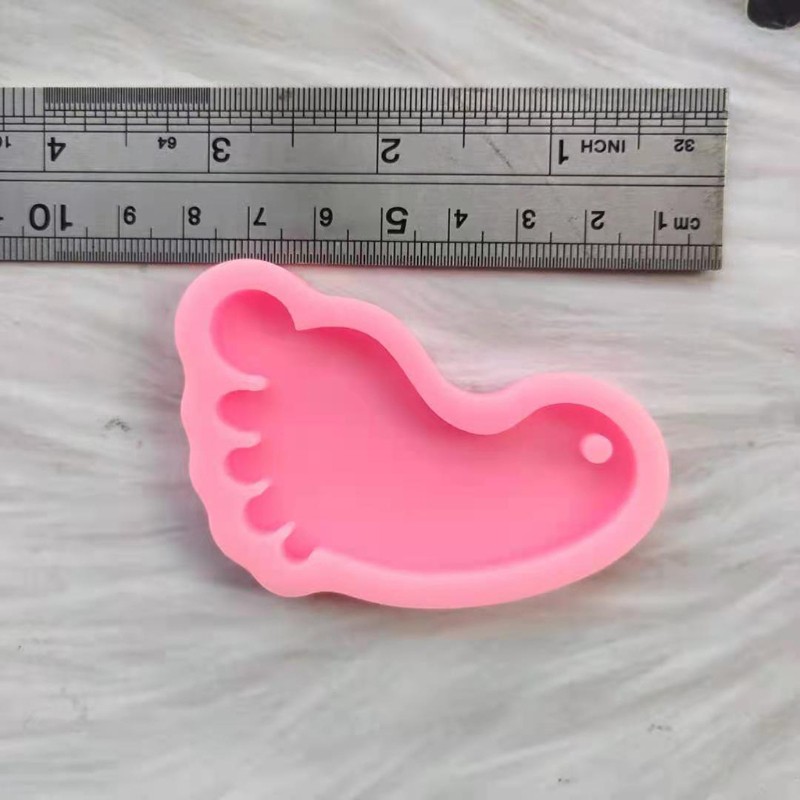 J Baby Footprint Keychain Mold DIY Footmark Keychain Silicone Resin ...